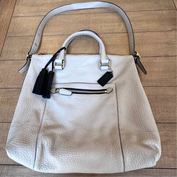 Coach | Bags | Coach Rory Legacy Pebbled Leather Tote Shoulder Bag Bone ...